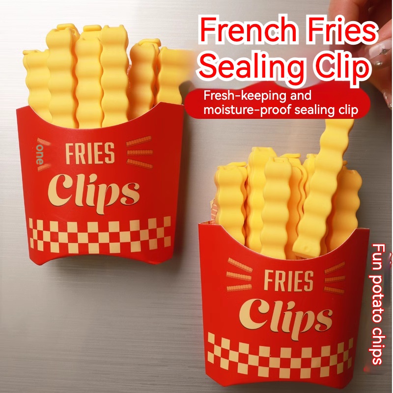 【24Pcs/set】2 In 1 Snack Bag Sealing Clip Cute French Fries Sealing Clip ...
