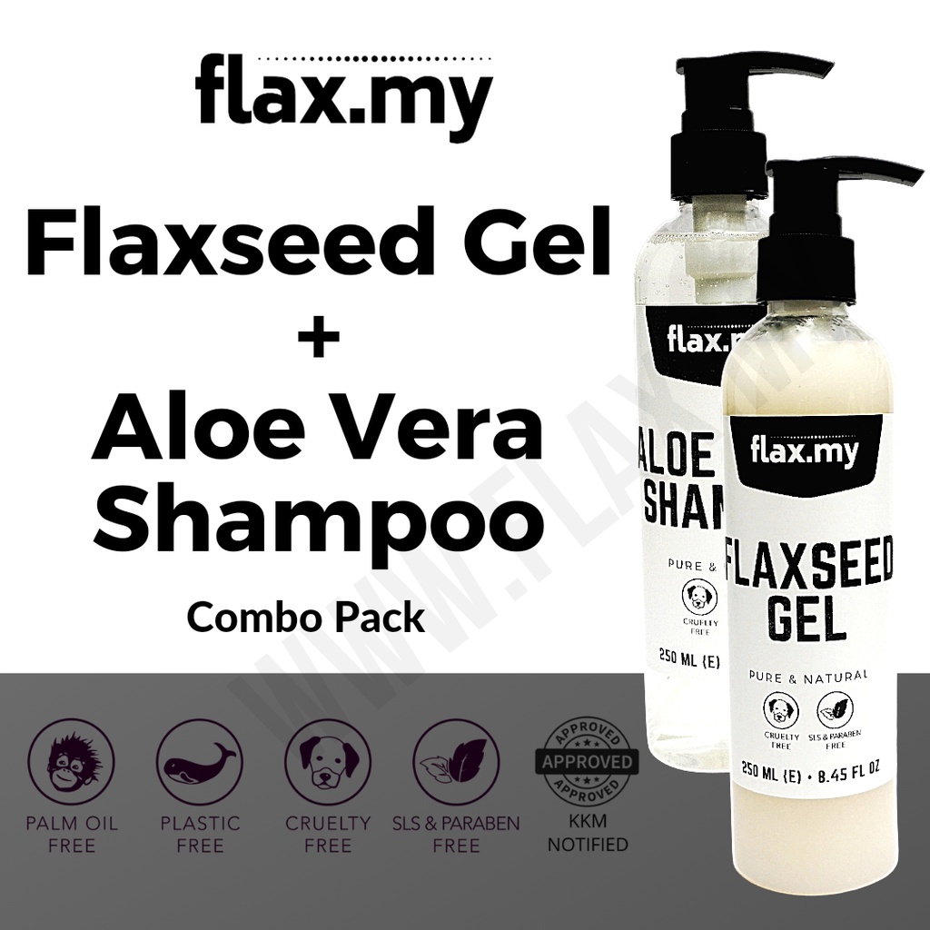 Flaxmy Flaxseed Hair Gel & Aloe Vera Hair Shampoo (COMBO PACK) | Shopee ...