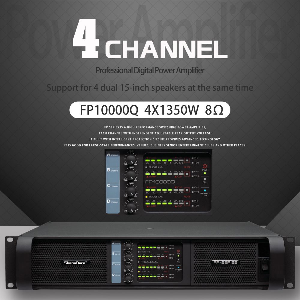 FP10000Q 2/4 Channel 4x1350/2350 Watt Professional Power Amplifier Line Array Speaker Sound ...