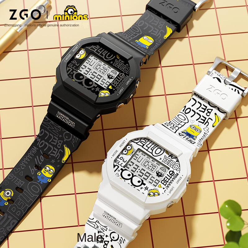 Minions Watch Luminous Waterproof Student Watch Cartoon Simple Square ...