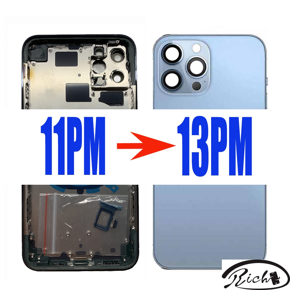 DIY Housing For iPhone 11 Promax To 13 Pro Max Back Battery Middle ...