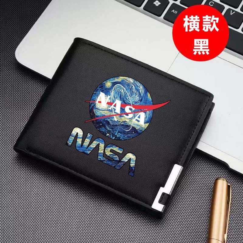 NASA联名可爱卡通宇航员钱包短款学生青少年个性潮牌韩版钱夹男女NASA Co branded Cute Cartoon Astronaut ...