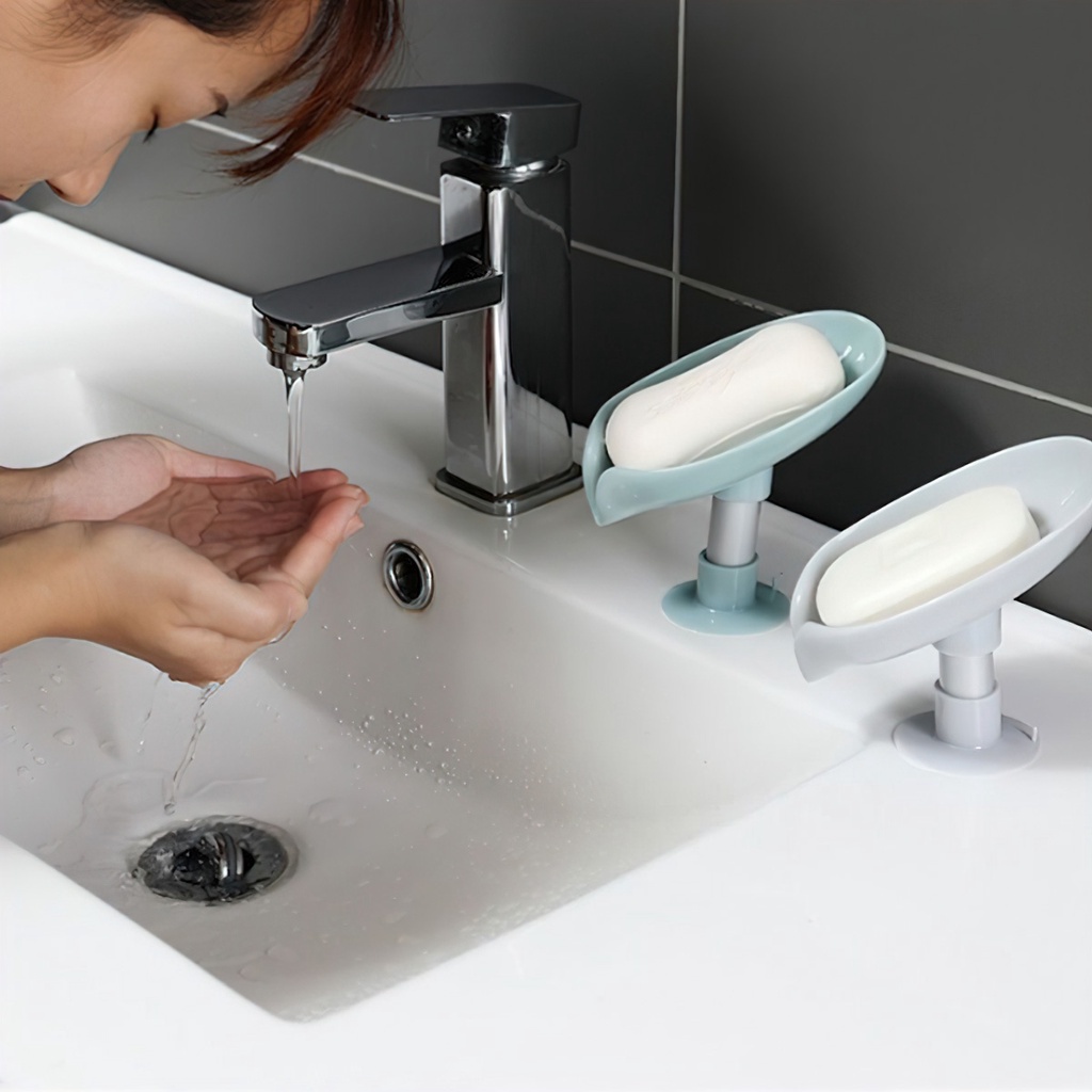 Vertical draining soap tray with lotus leaf-shaped vacuum base for ...