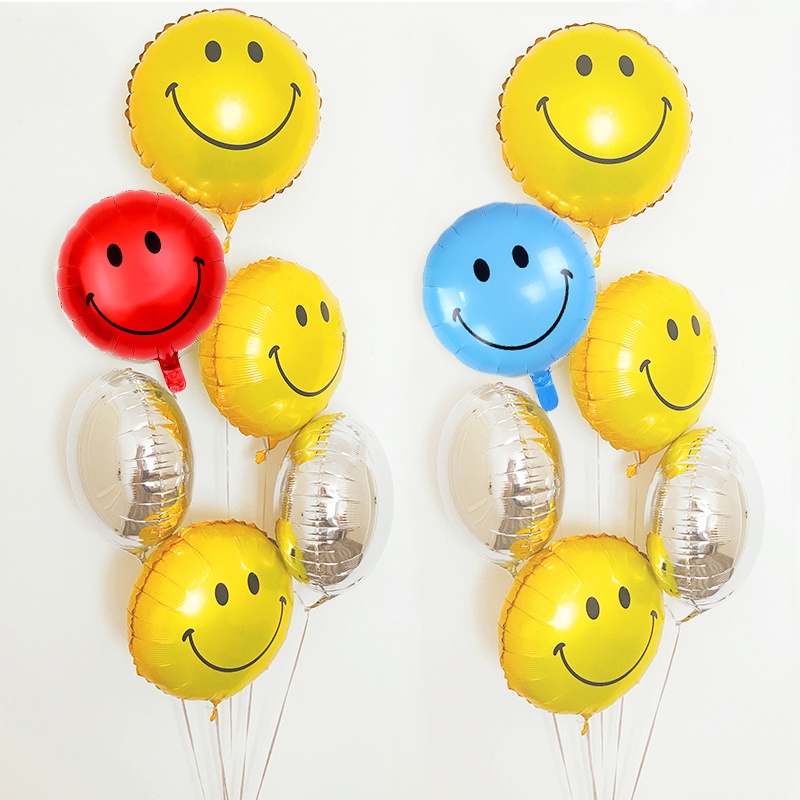 18inch Yellow Smiley Foil Balloons Round Smile Playground Park Baby ...