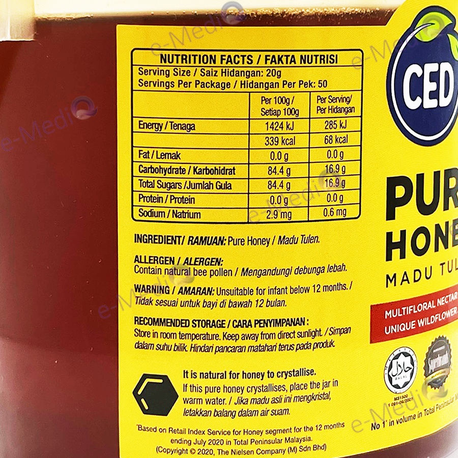 CED Natural Pure Honey Madu Tulen 380g | 500g | 1Kg 天然纯蜂蜜 (Exp: Dec/2025) | Shopee Malaysia