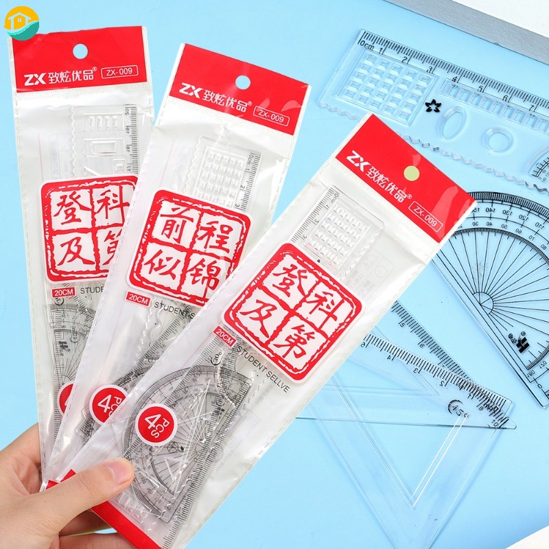 Simple Accurate 4 In 1 Thickened Transparent Measuring Ruler Set ...