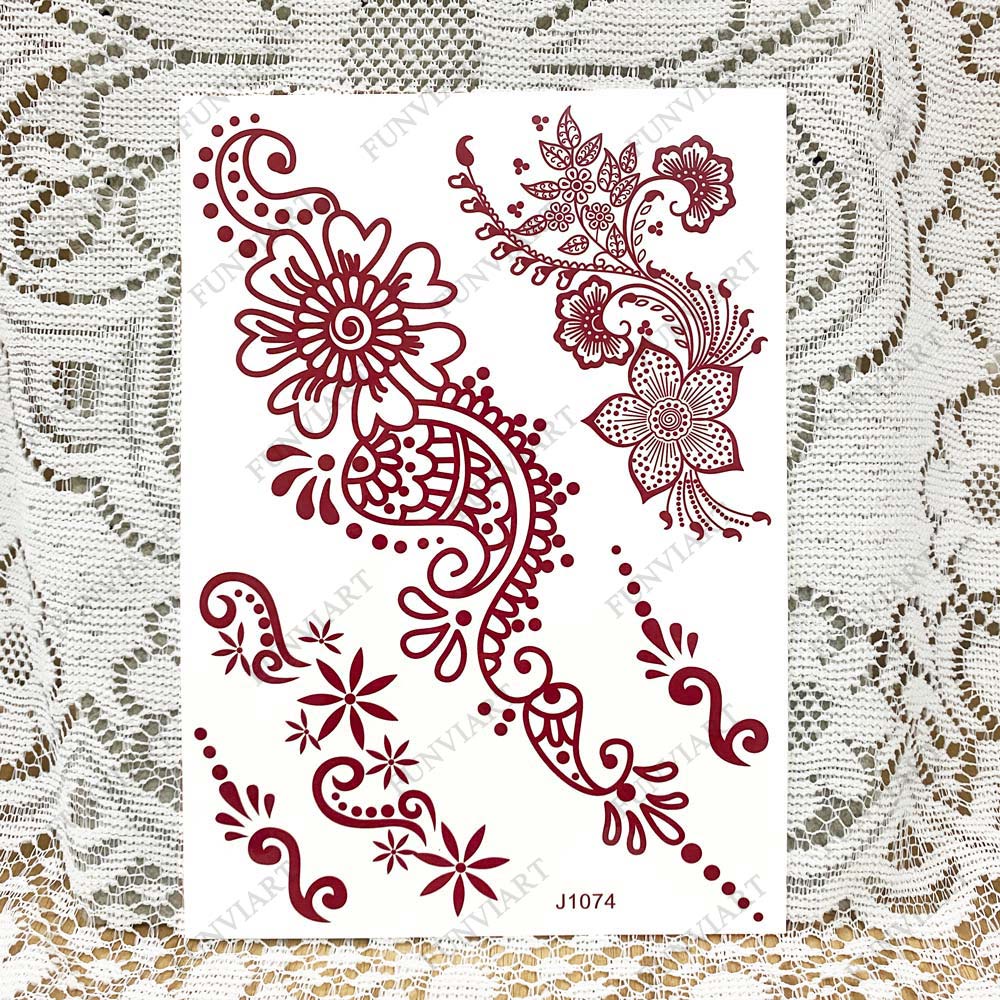 Waterproof Henna Tattoo Red Henna Stickers for Hand Fake Tattoo for ...