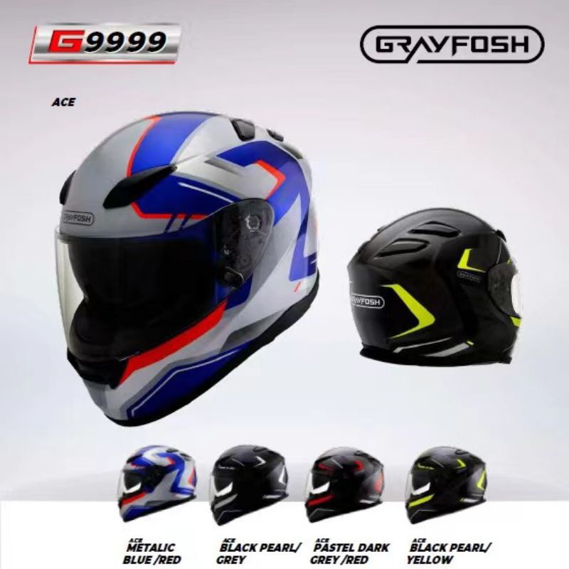 HELMET GRAYFOSH FULL FACE DOUBLE VISOR G9999 | Shopee Malaysia