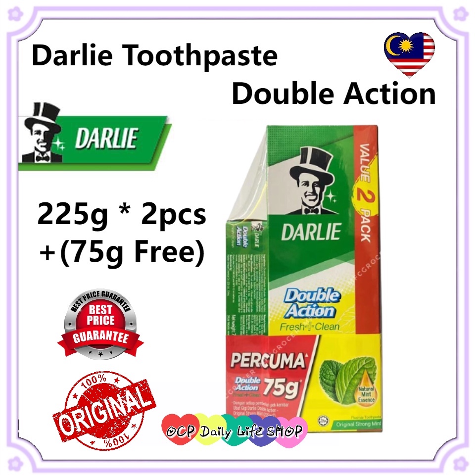 【2026/3】Darlie Toothpaste Value Pack ( 225g X 2pcs ) OR( 75g X 3pcs ...