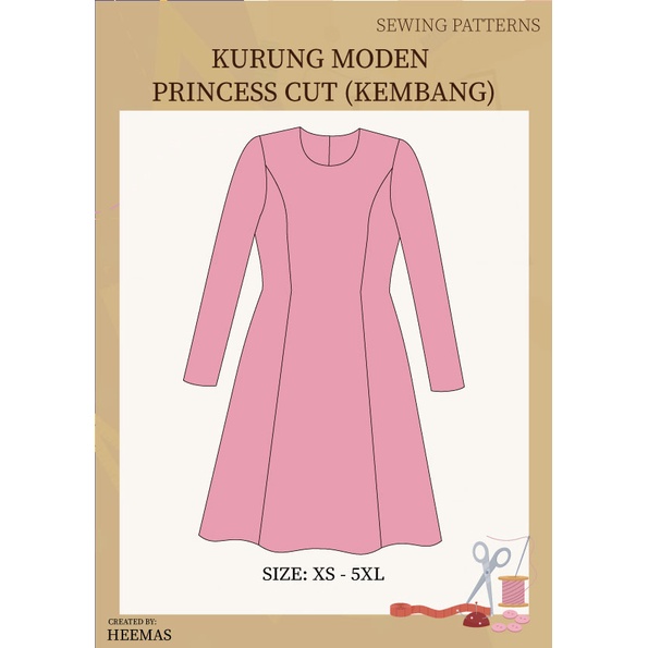 👗POLA BAJU KURUNG MODEN PRINCESS CUT KEMBANG SEWING PATTERNS BY HEEMAS | Shopee Malaysia