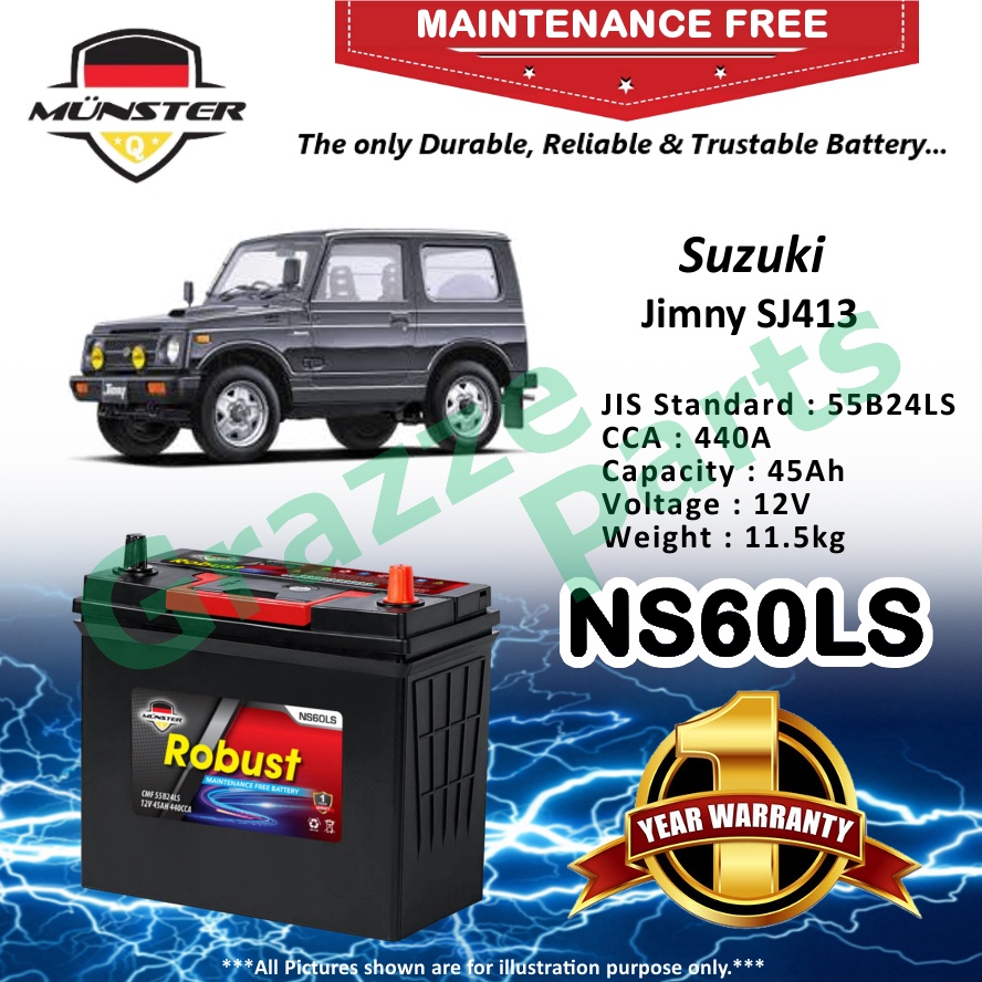 Münster Robust MF CMF NS60LS | 55B24LS (45AH) Car Battery Bateri Kereta ...