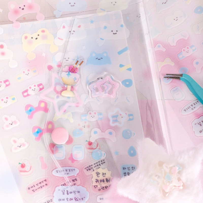 Cdaily|1pcs Cute Animal Stickers PET Cuckoo Card Decorative Stickers ...