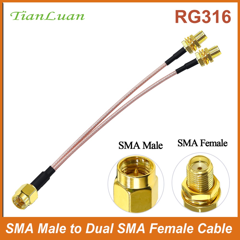 RG316 16cm SMA Male to Dual SMA Female Coaxial Cable 2 in 1 Splitter RF ...