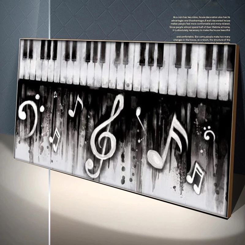 Noir Piano Canvas Painting Musical Instruments Poster Print Modern ...