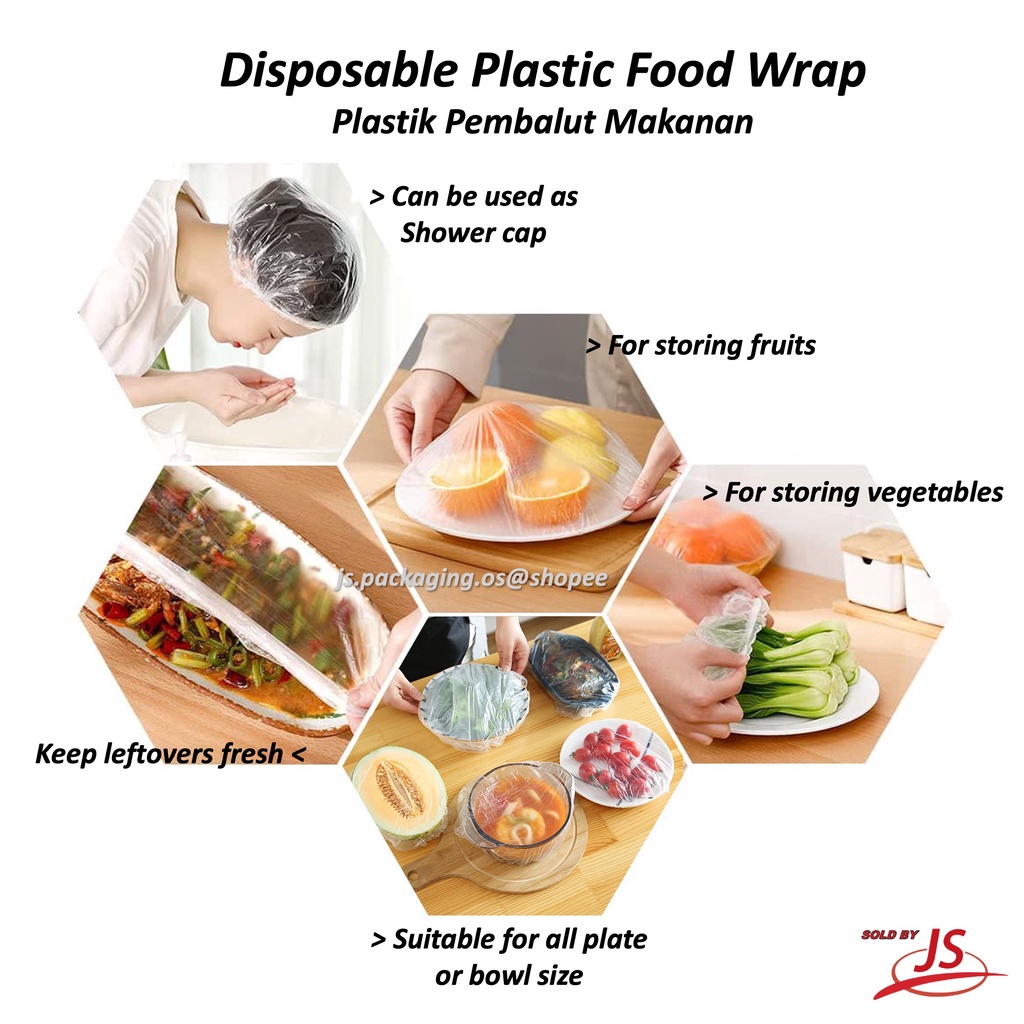 [100Pcs] Disposable Plastic Wrap Food Cover Free Size Keeping Food ...