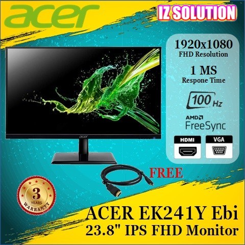 ACER EK241Y Ebi 23.8" FHD IPS MONITOR ( 1920x1080 , 100Hz , 1ms , VGA ...