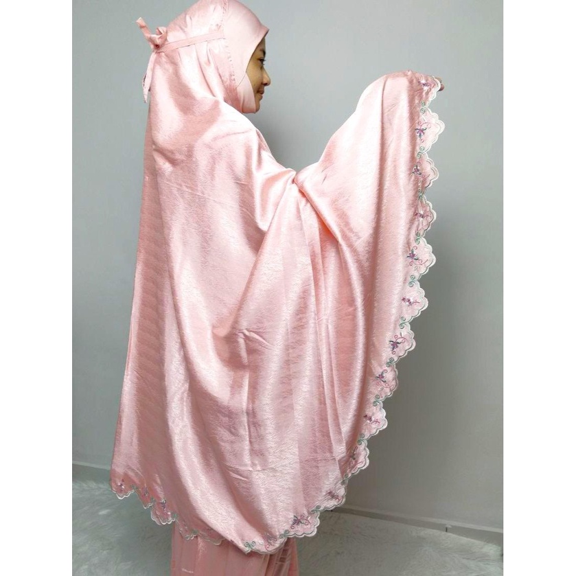 Telekung Sarah Sulam Bunga Satin Silk Jacquard | Shopee Malaysia