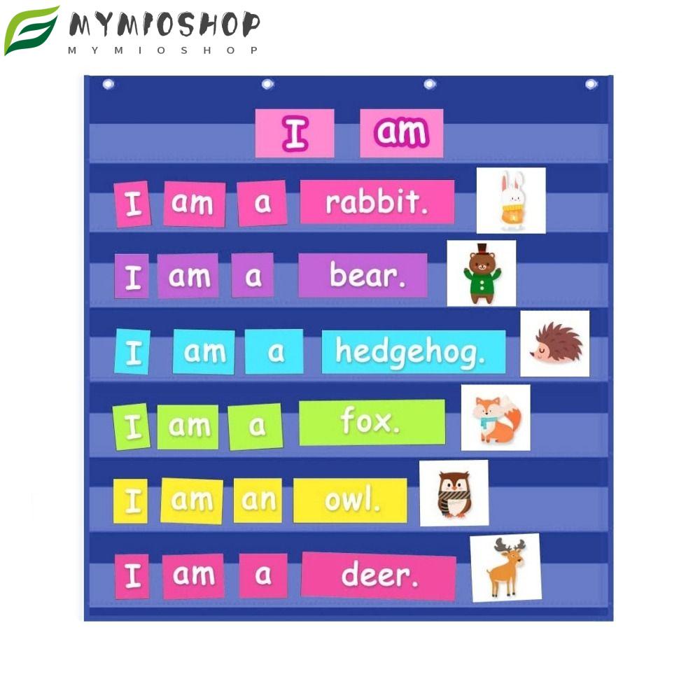 MIOSHOP Homeschool Teaching Supplies, Large Standard Blue Pocket Chart ...