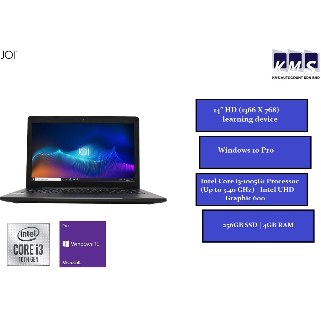 JOI Classmate 30 Black(I3-1005G1, 4GB, 256GB SSD, Intel UHD Graphics 600, 14" HD,W10Pro ...