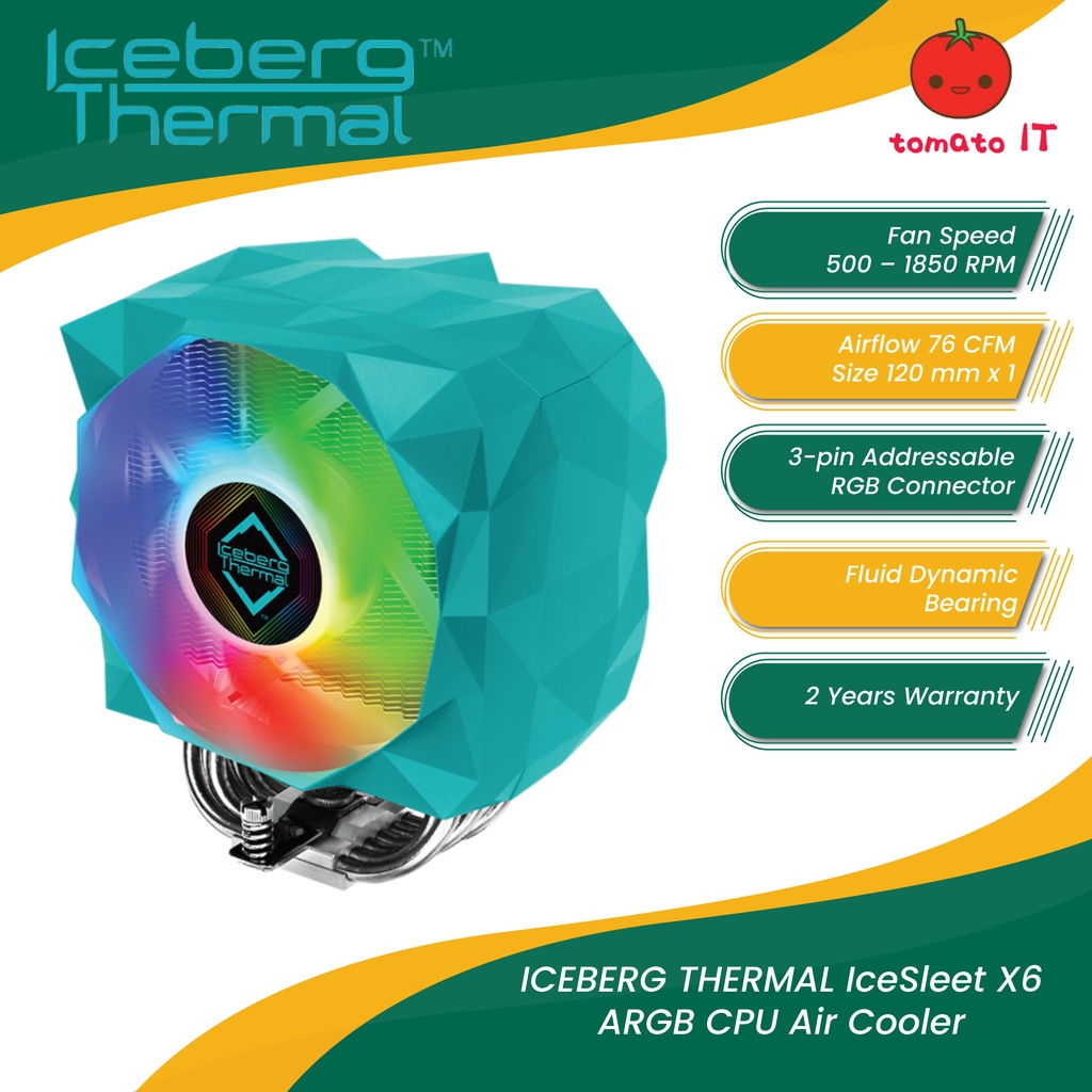 ICEBERG THERMAL Icesleet X6 ARGB CPU Air Cooler | Shopee Malaysia
