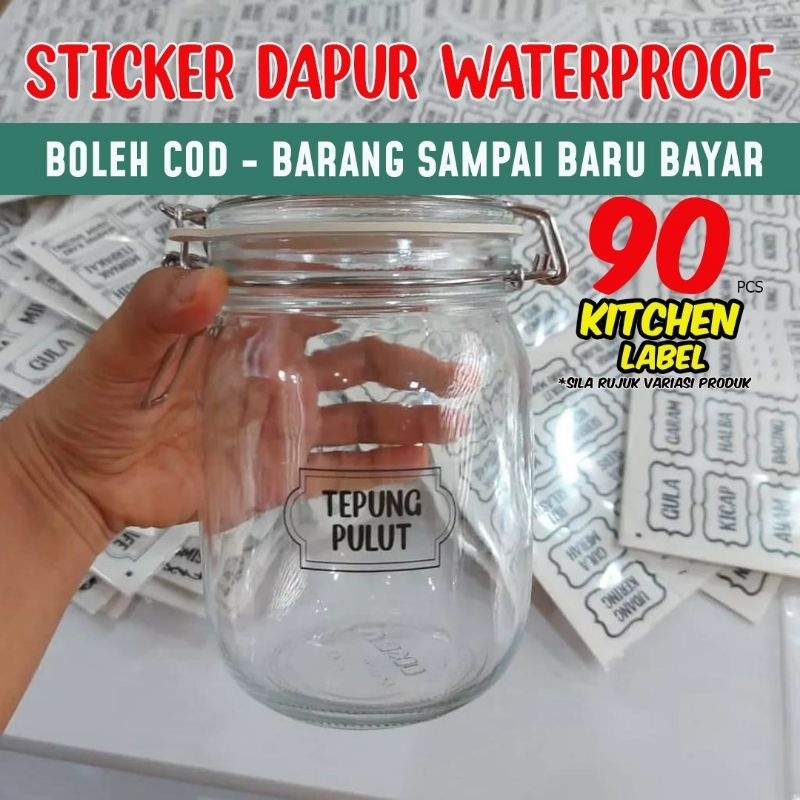 Sticker Dapur Waterproof Transparent Stiker Barang Dapur Kitchen Bottle ...