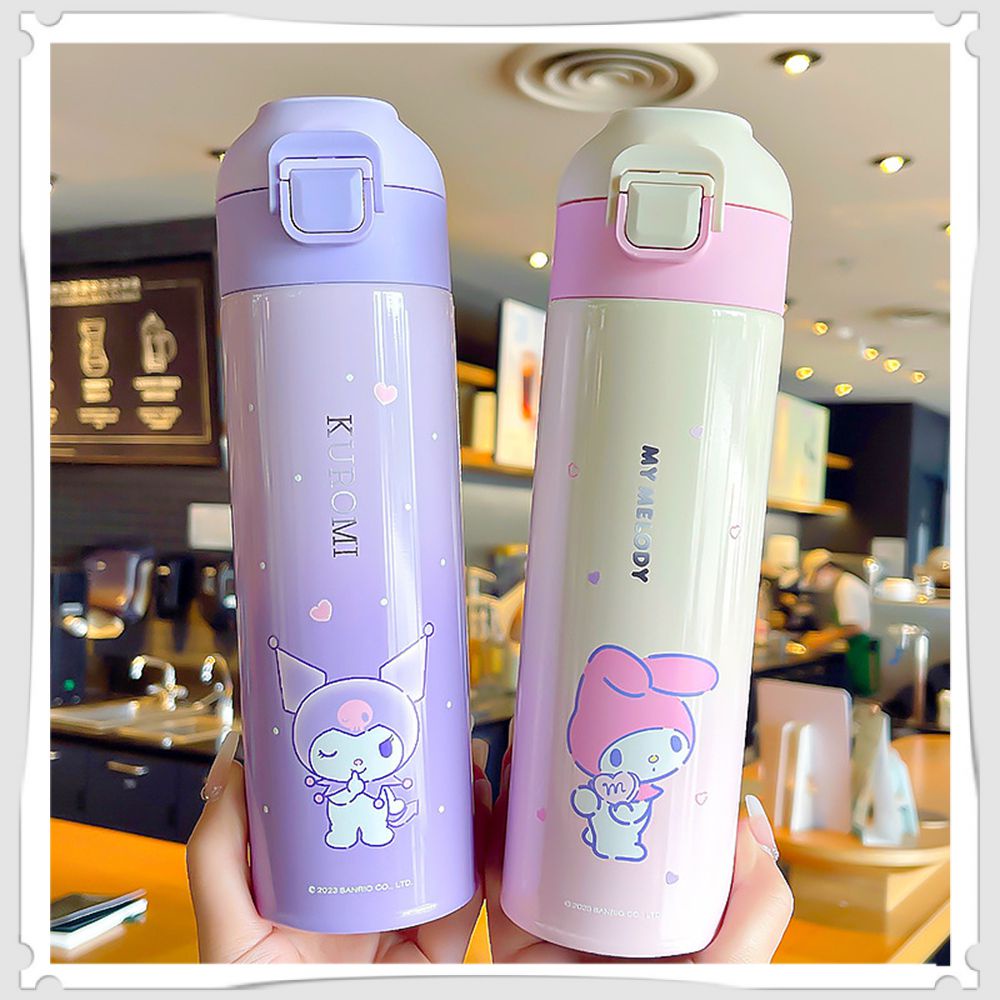 Sanrio Cartoon Thermos Bottle Cute Kuromi My Melody Cinnamoroll 316 Stainless Steel Insulation ...