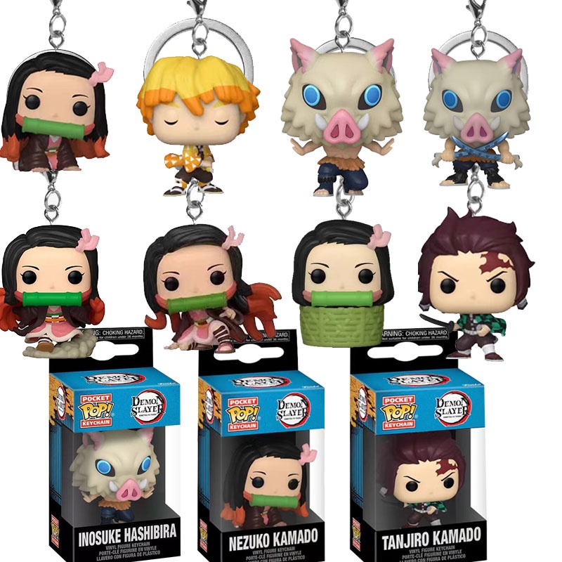 Funko Pop Demon Slayer Keychain Nezuko Tanjiro Zenitsu Inosuke Keyring ...