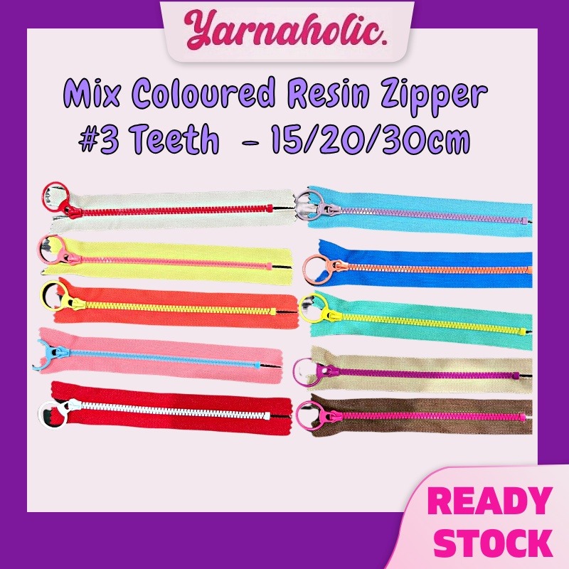 Mix Coloured Resin Zipper 15cm/20cm/30cm various colour Resin zip ...