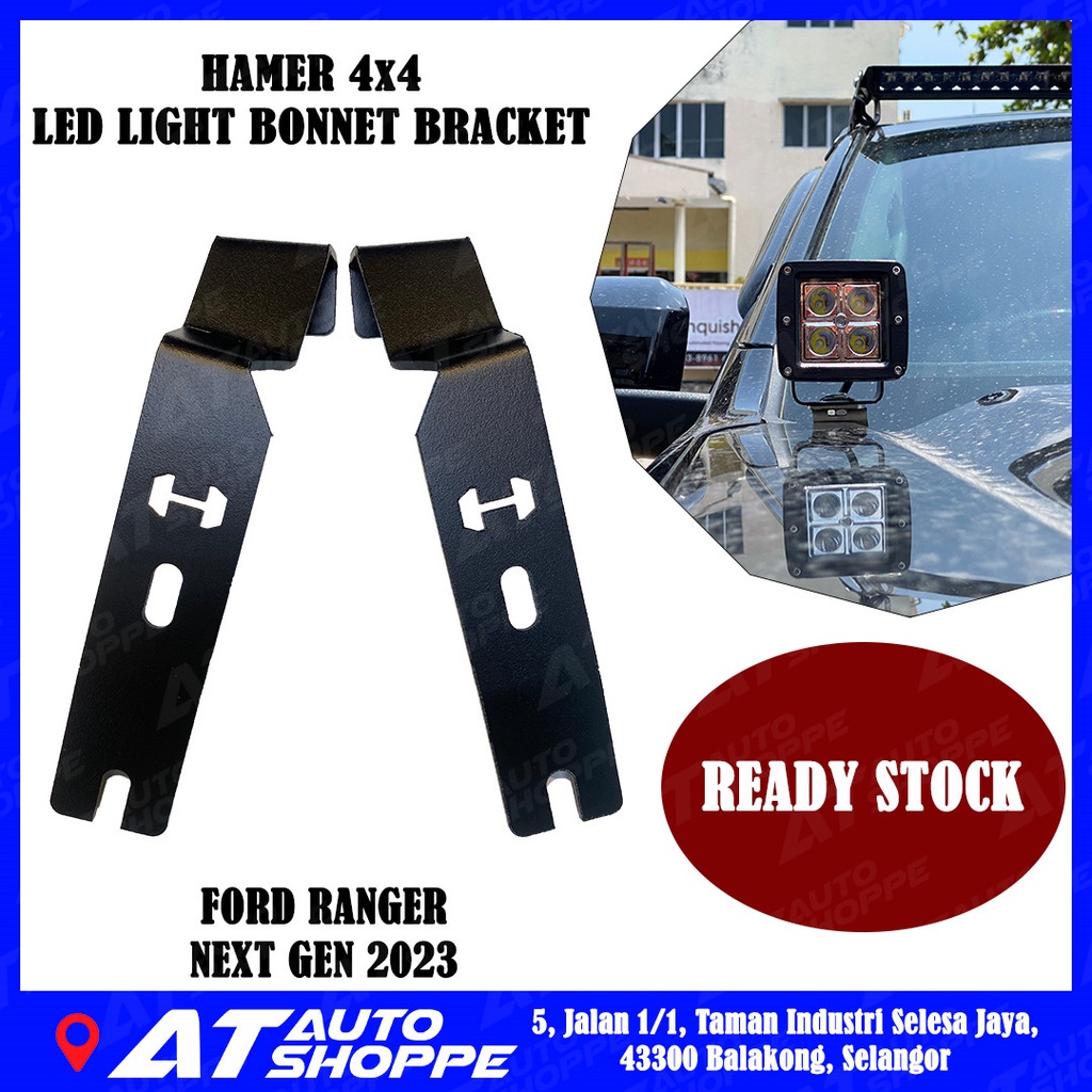 HAMER 4X4 STEEL POWDER COATED LED LIGHT BONNET BRACKET FOR FORD RANGER ...