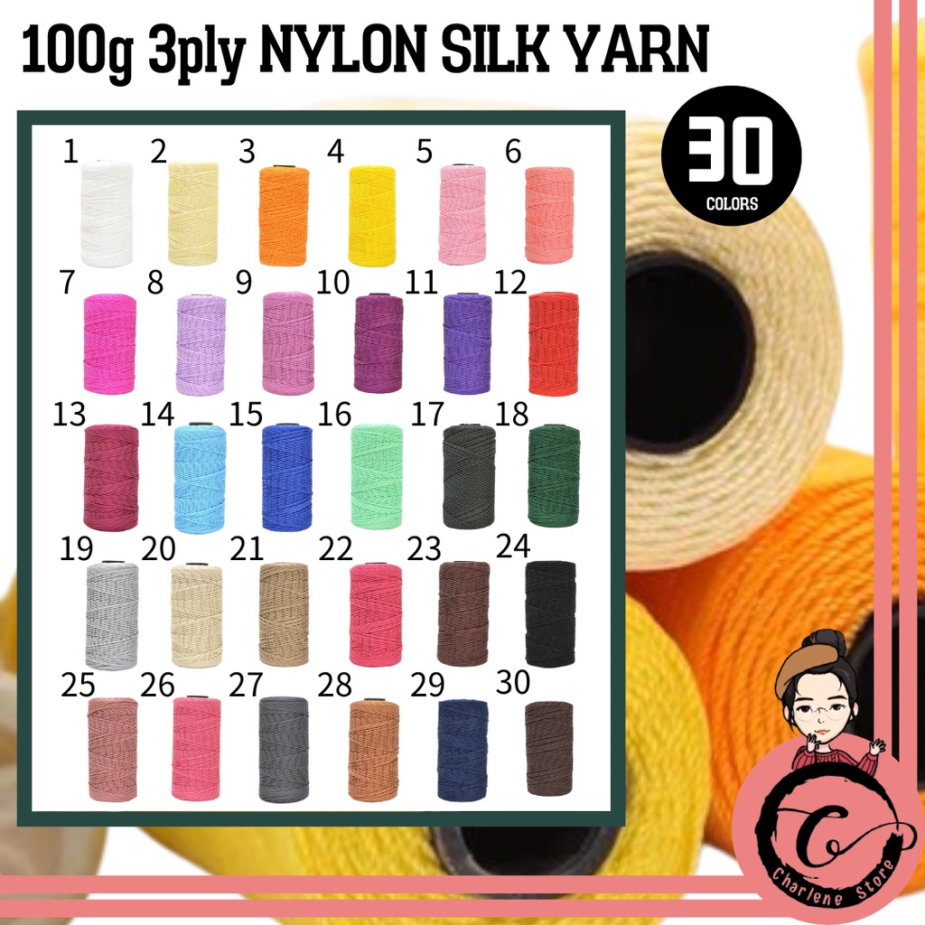 Ready Stock 1-30 100G Nylon Yarn Benang Nylon Benang Kait Beg / Nylon ...