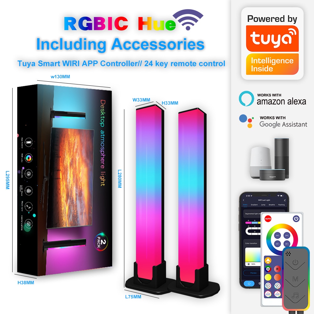 Tuya wifi and Bluetooth APP Control Led RGB Ambient Smart LED Light Bar ...