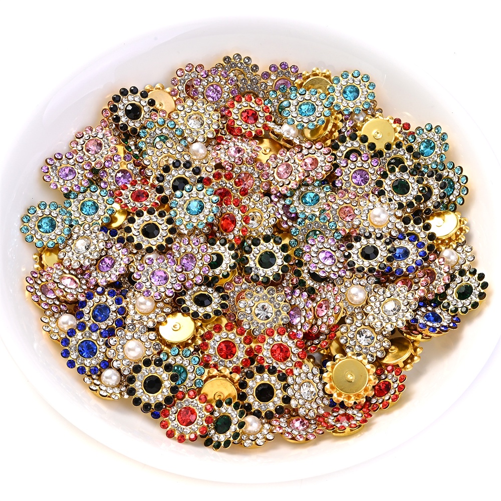 30PCS Mixed Color Flower Shape Rhinestone Buttons for Clothes Decoration DIY Supplies | Shopee ...