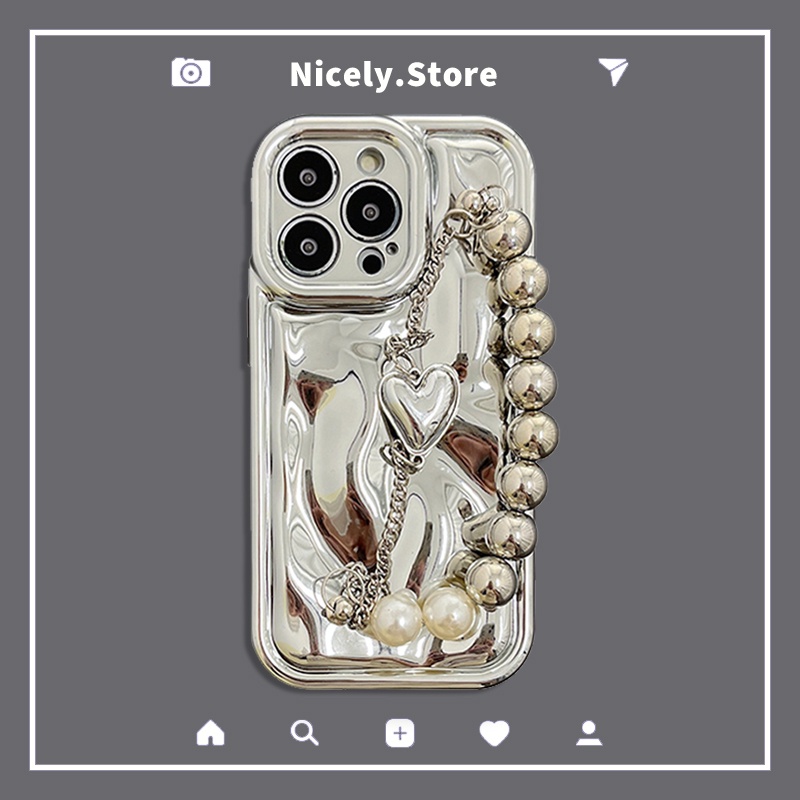 INS Electroplated Irregular Meteorite Pattern Silver Phone Case ...