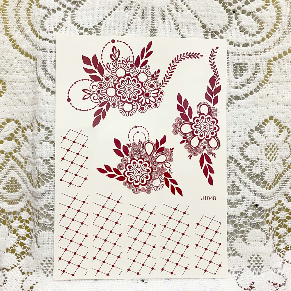 Waterproof Henna Tattoo Red Henna Stickers for Hand Fake Tattoo for ...