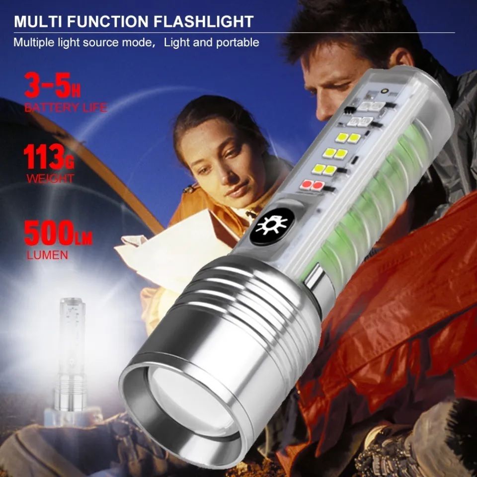 Pro LED 500Lm Rechargeable Multi-functional Zoom Flashlight | Shopee Malaysia