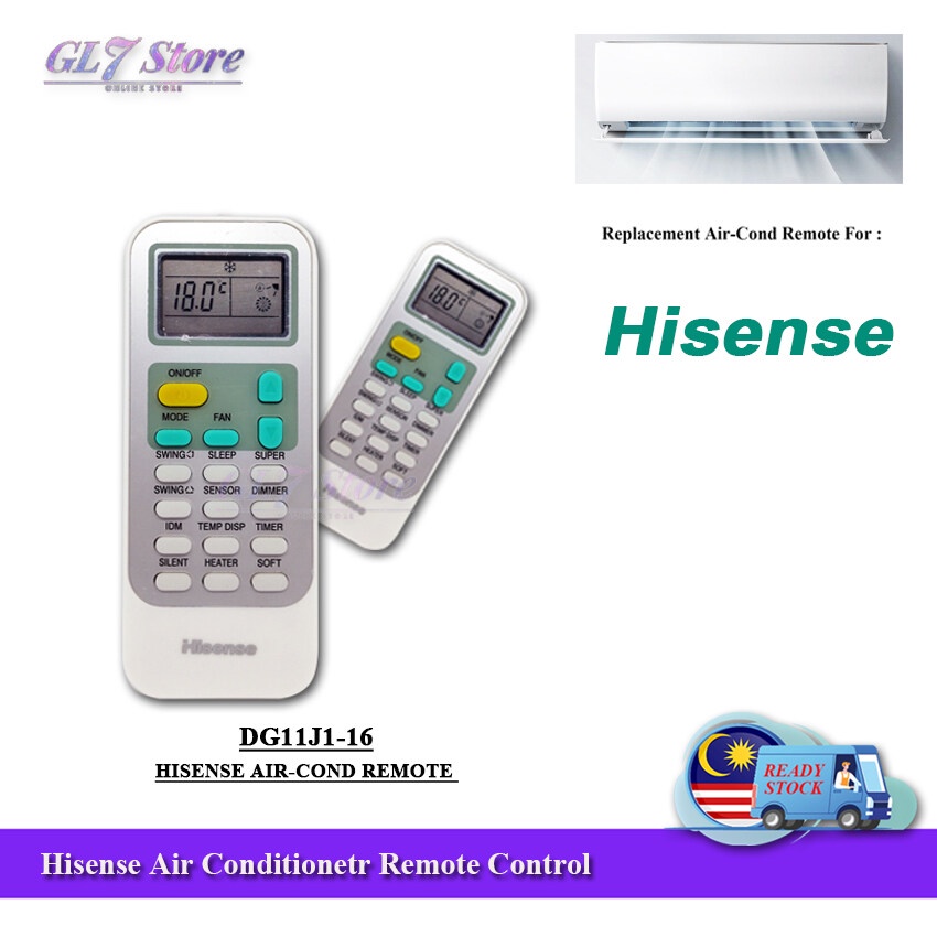 HISENSE AIR COND REMOTE CONTROL DG11J1-16 REMOTE AIR COND HISENSE ...