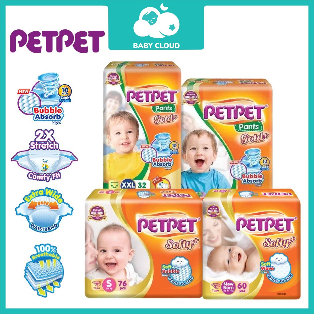PetPet Tape Diaper Softy | Pants Diaper Gold-All Size | Shopee Malaysia