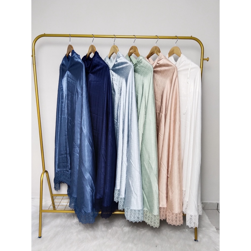 Telekung Aisyah Soft Awning Lace Satin Silk Jacquard | Shopee Malaysia