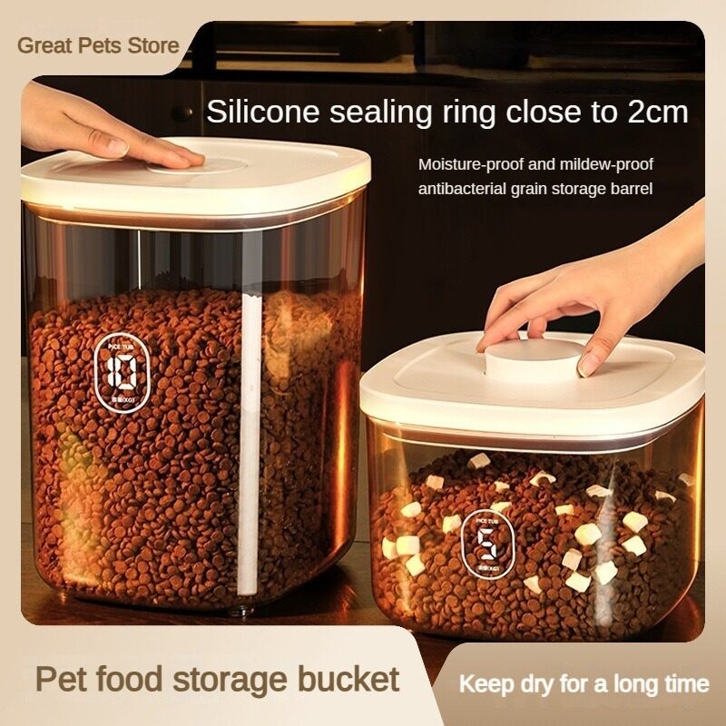 Pet Vacuum Storage Bucket Cat Food Dog Food Bucket Sealed Can Moisture ...