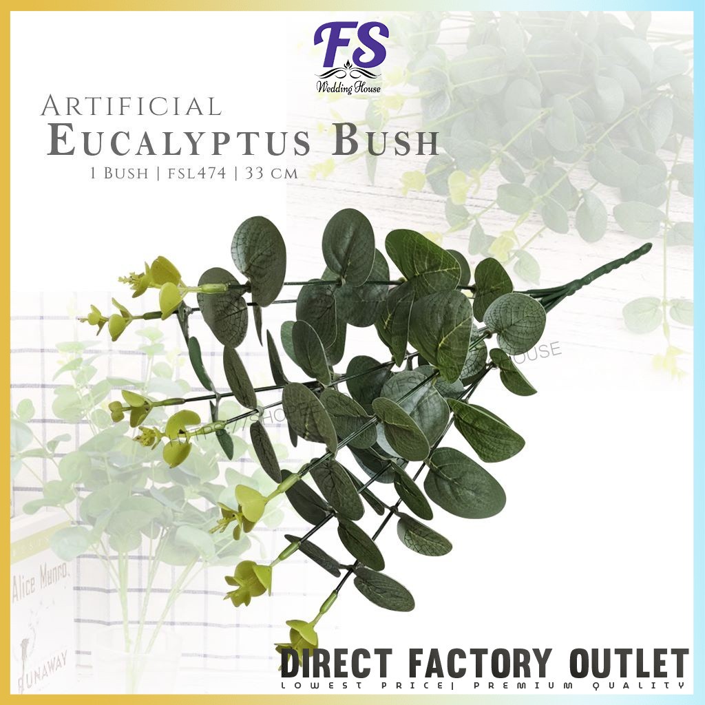 1 BUSH - Artificial Eucalyptus leaf/Daun Hiasan/尤加利叶/Wedding Deco ...