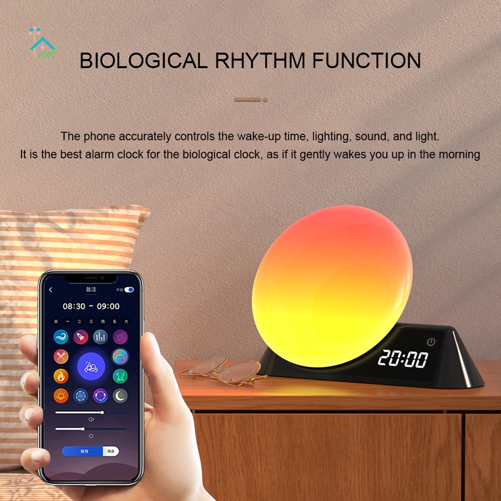 Simulated Sunrises Wake-up Light Alarm Clock Time Temperature Display ...