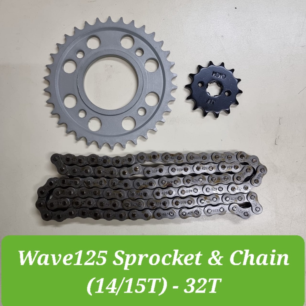 Wave125/Future125 Sprocket & Chain Set 428H-120L 14/15T (29T-42T ...