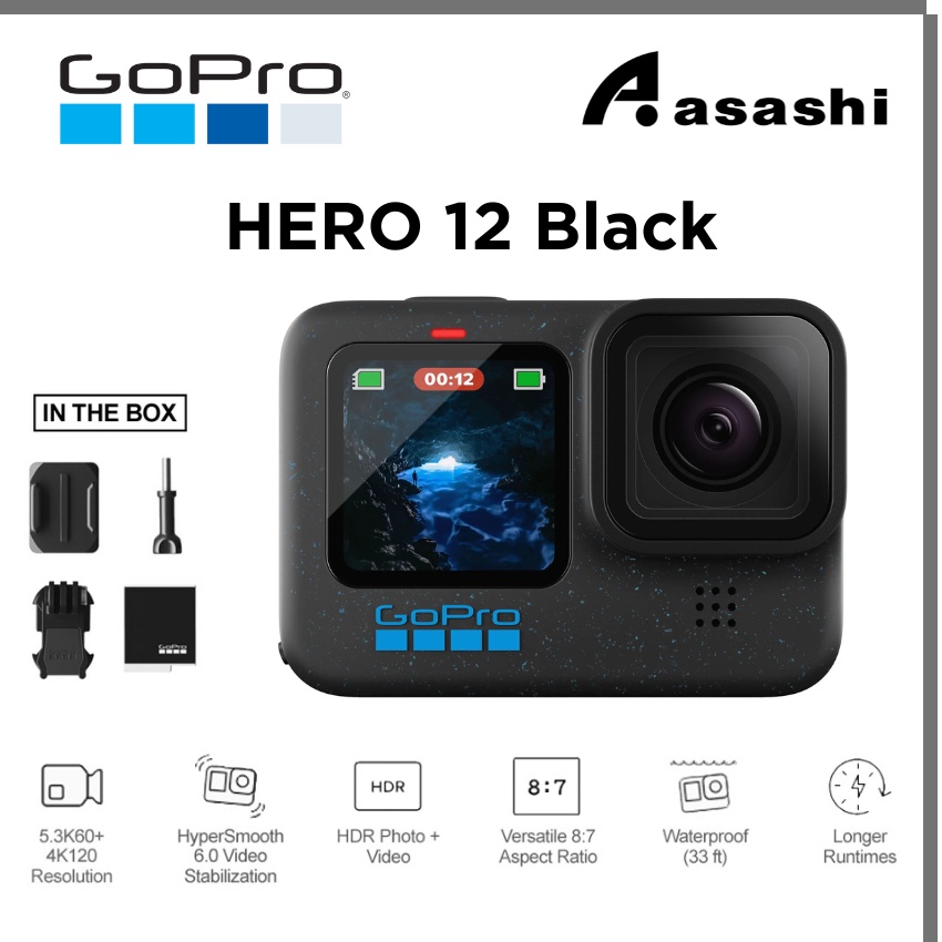 GOPRO Hero 12 Black Original 24.7mp Hypersmooth 6.0 Stabilization 5.3K ...