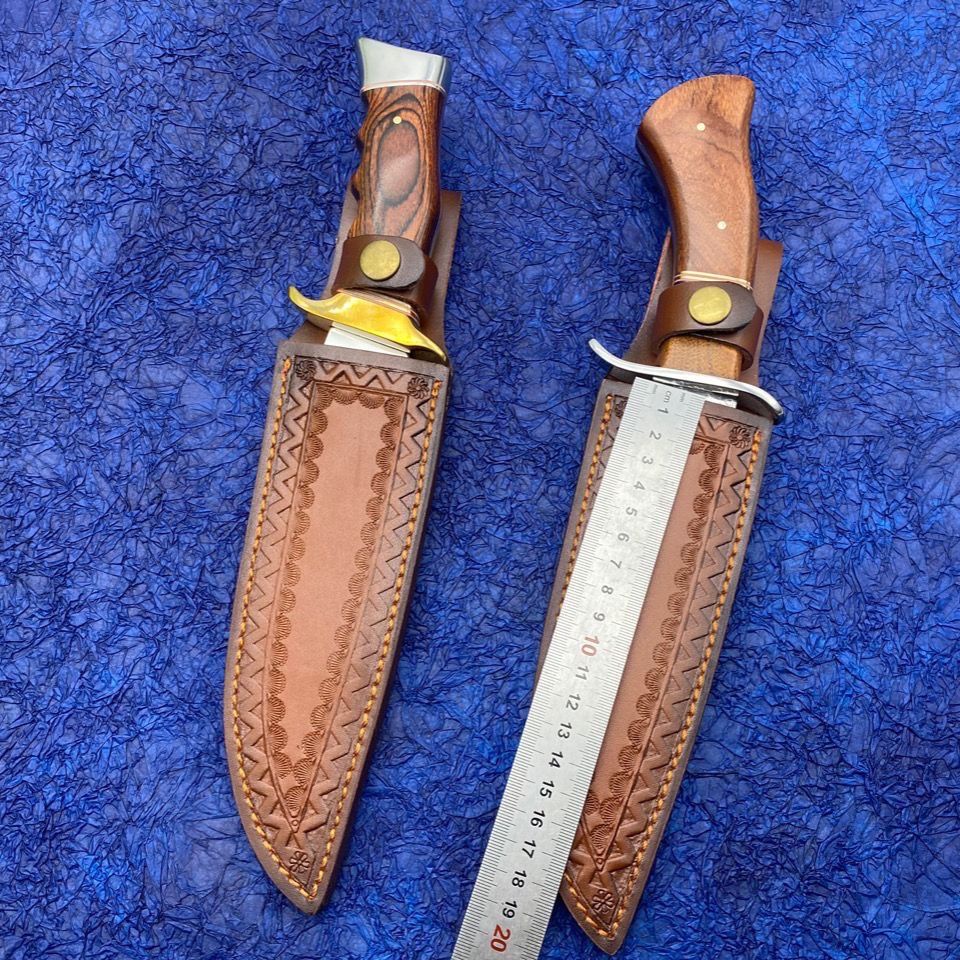 Chef Butcher Cover Cowhide Kitchen Tools Full Tang Handle Leather ...