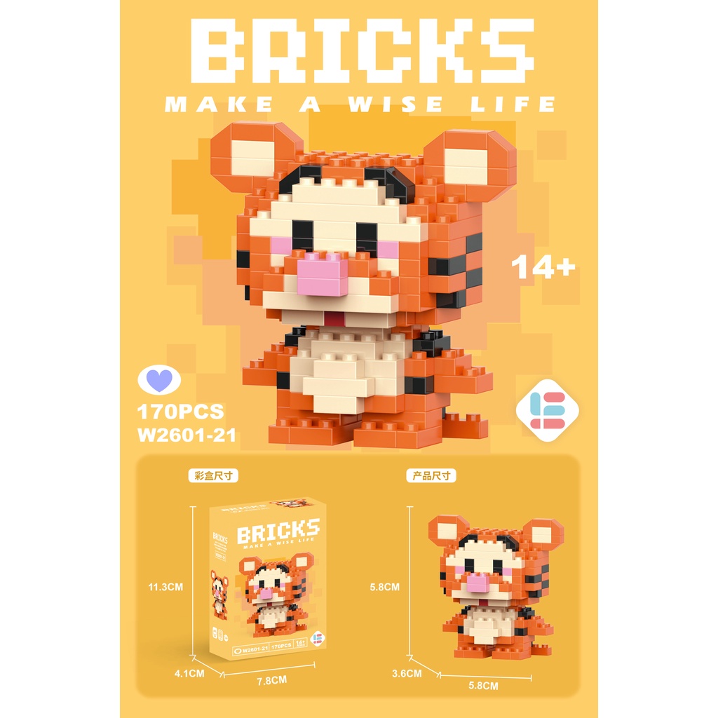 Cute Bricks Make A Wise Life Mini Nano Blocks Cartoon Series Decoration ...