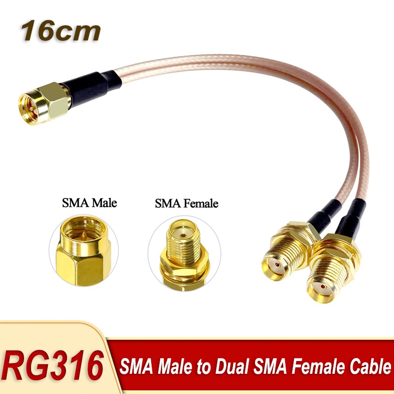 RG316 16cm SMA Male to Dual SMA Female Y SMA Splitter Coaxial Cable ...