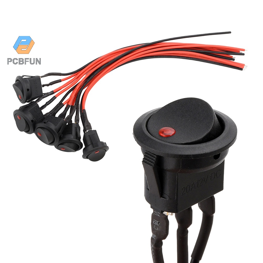 Pcbfun Mini 12 Volt Dc On Off Round Rocker Switches Circle Toggle ...