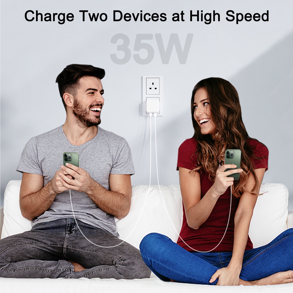 35W PD Charger Type C Dual Port USB C Power Adapter Fast Charging Quick ...