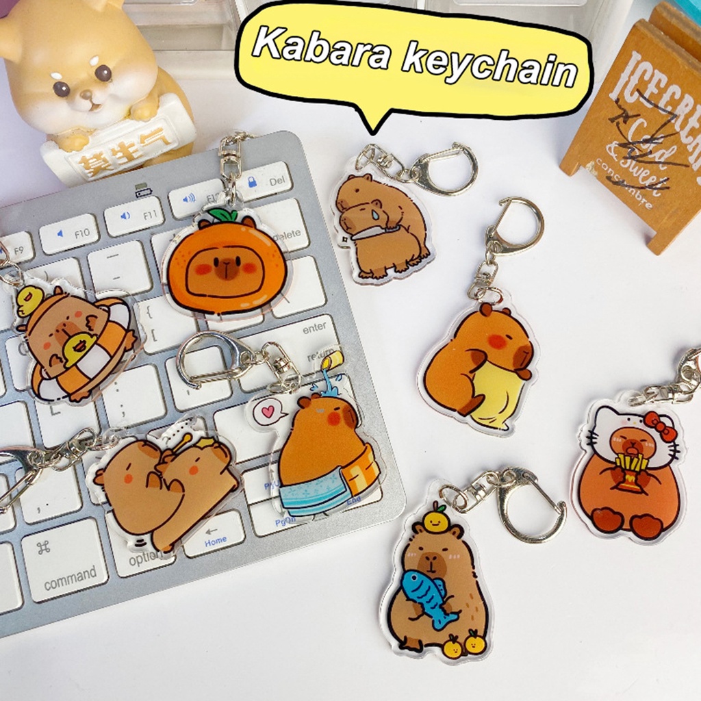 Cartoon Cute Capybara Keychain Pendant Simulation Capibara Anime Toy ...