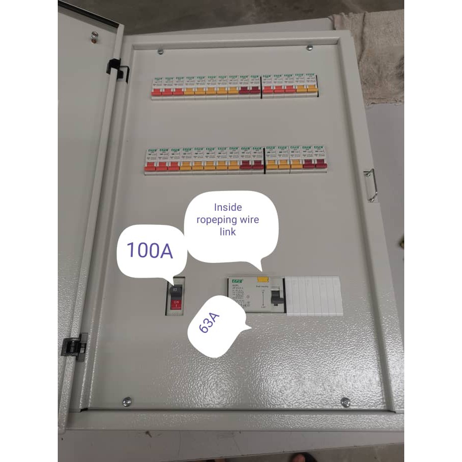 EPS 38Ways + MCCB FULL SET 3PHASE CONSUMER METAL DB / MCB BOX COMPLETE ...